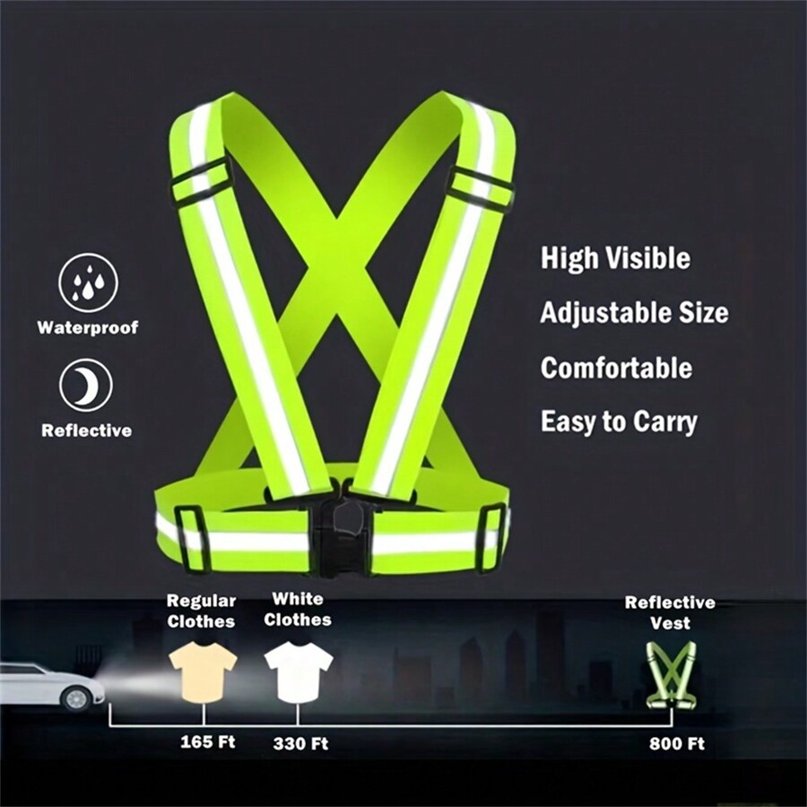 A Reflective Vest With High Visibility And Adjustable Reflective Tape ...