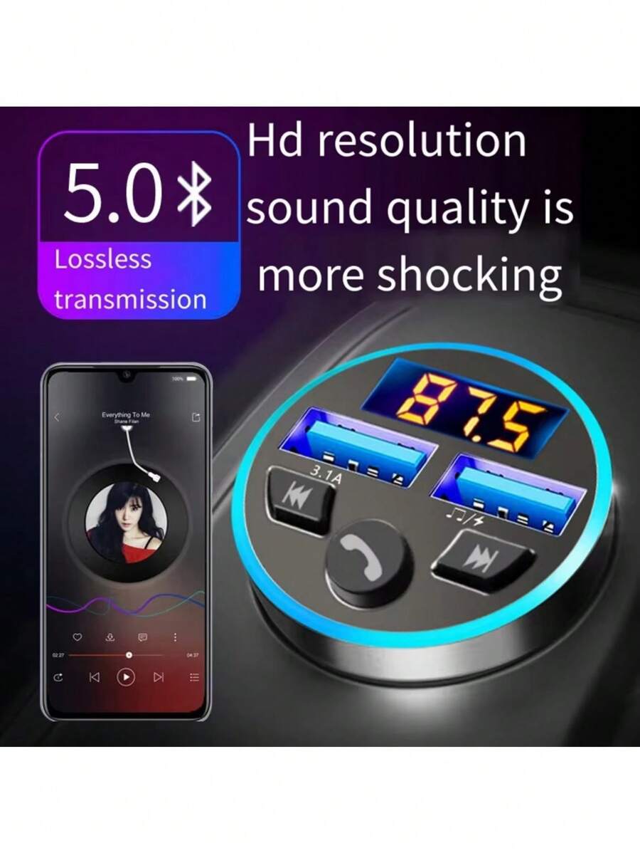 Car Bluetooth Receiver With Lossless Audio Quality MP3 Player, Car Adapter With Cigarette ...