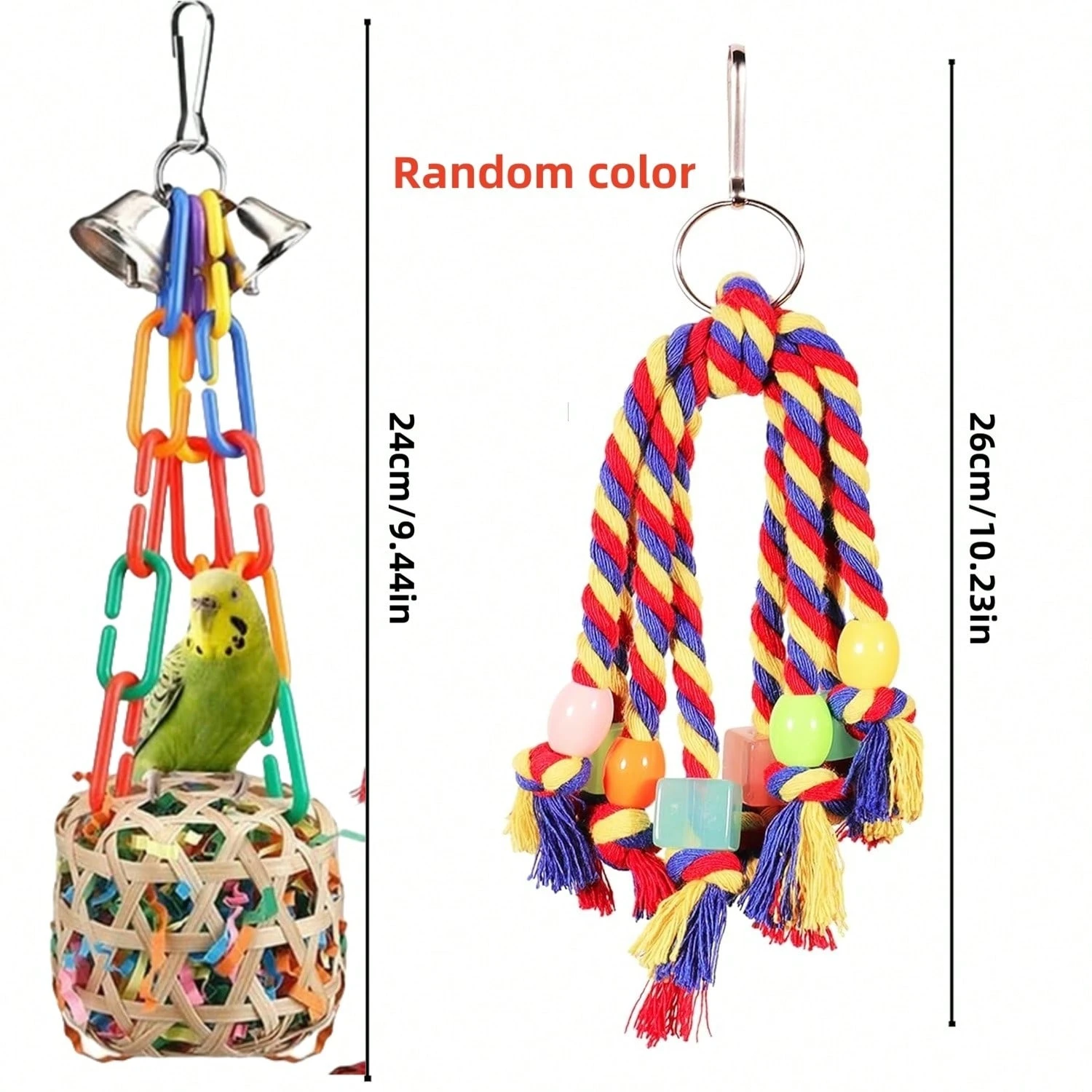 5pcs Bird Toy Set - Long Tail Parrot, Love Birds, Climbing, Rotating ...