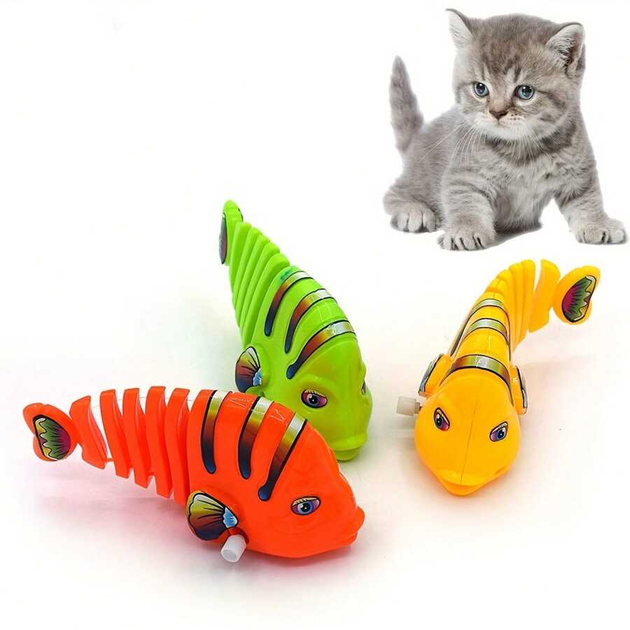 Pet Cat Toys - Spring Oscillating Fish Clockwork Fish, Interactive Cat ...