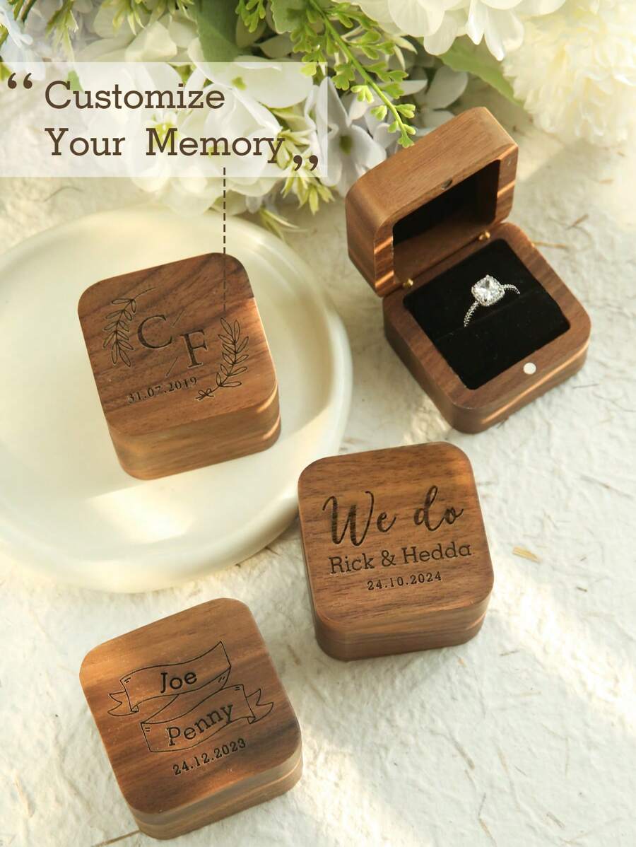 Personalisierte gravierte Ringbox aus Holz, individuell gravierbar ...