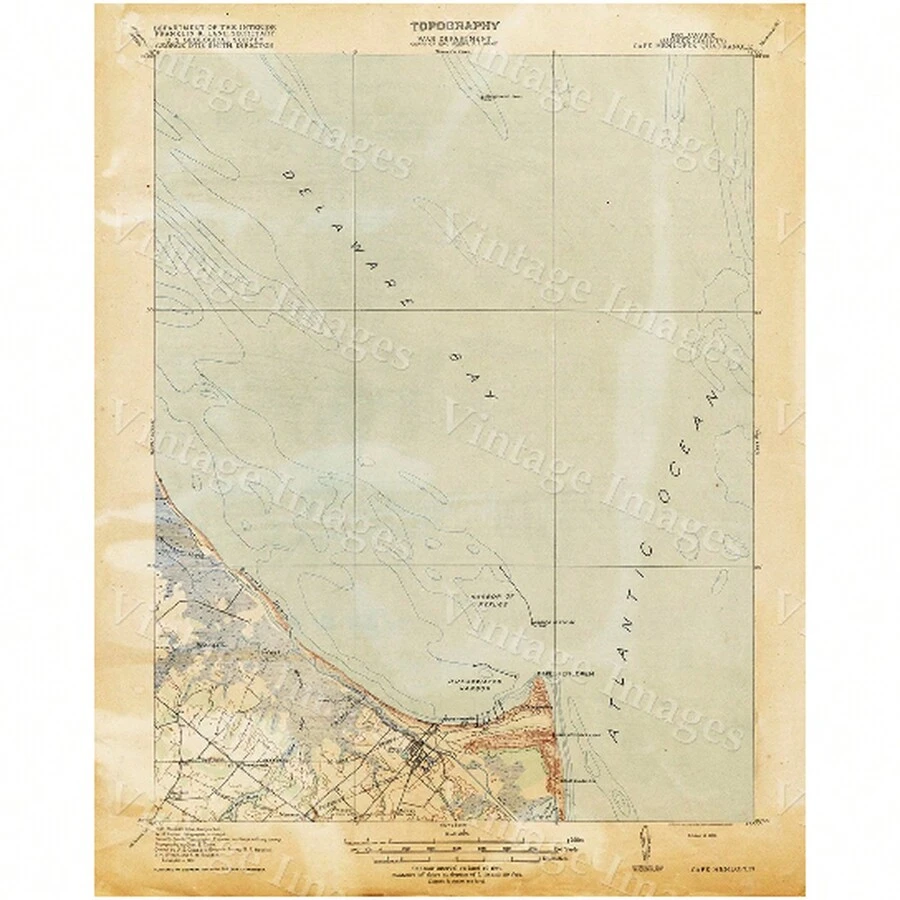 Vintage Imagery Old Map Of Delaware Bay 1918 Delaware Bay Map Antique ...