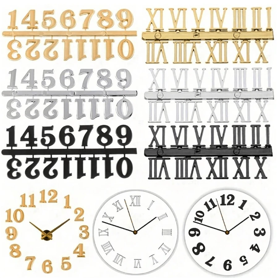1 pezzo Set di numeri per orologio in numeri arabi e romani, numeri di ...
