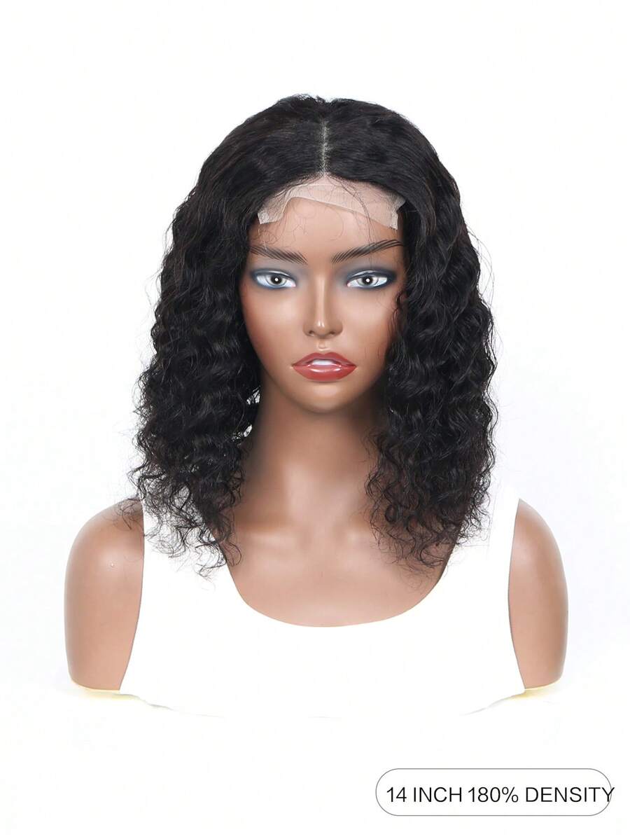 Perruque frisée courte à front en dentelle Perruques de cheveux humains pour 4 * 4 Perruques de ...