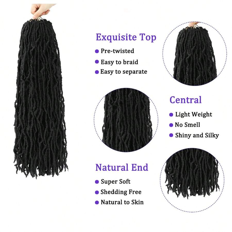 18/24 Inch Goddess Faux Locs Crochet Hair Soft Locs Wavy Crochet Braids ...