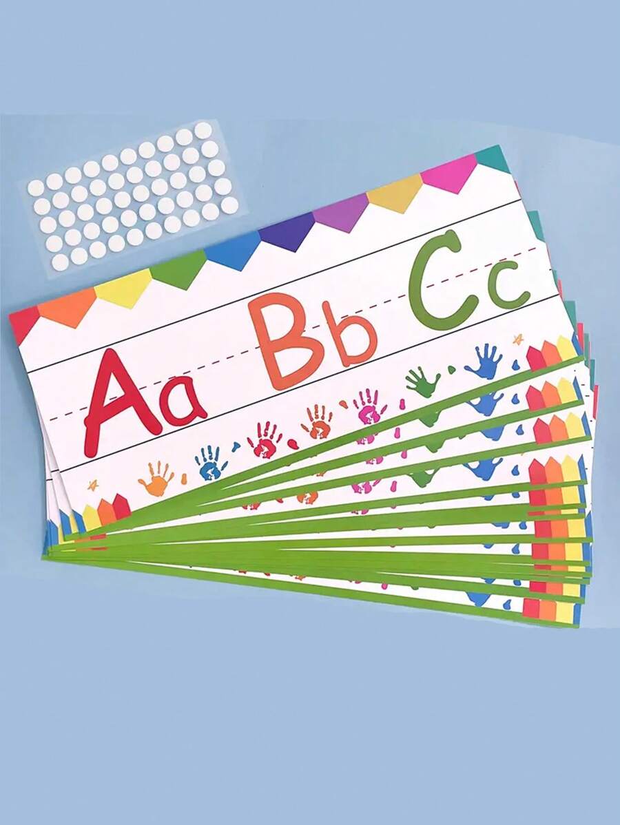 Alphabet & Number Educational Posters Bulletin Board Strips Set, Wall ...