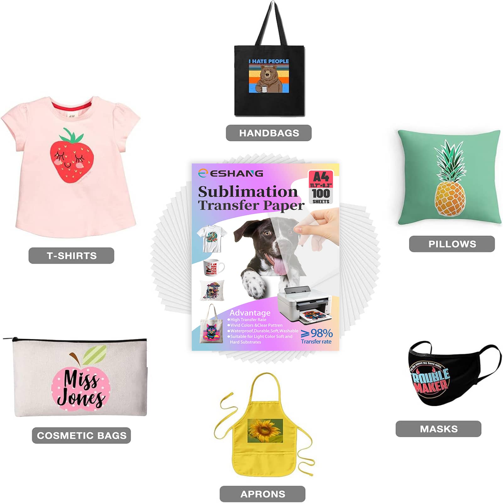 A4-formaat 100 vellen sublimatie-overdrachtspapier, 105G, 8,3*11,7 inch bedrukbaar ...