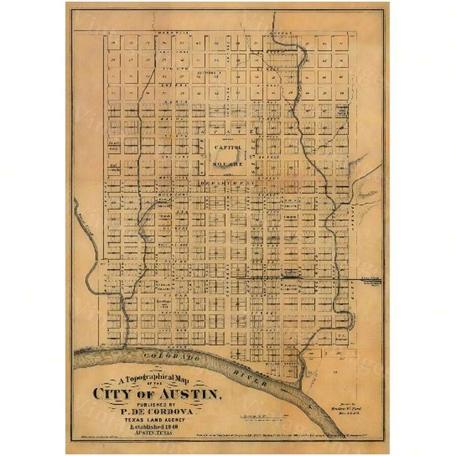 Vintage Imagery Old Austin Texas Map Vintage Historical Map Antique ...