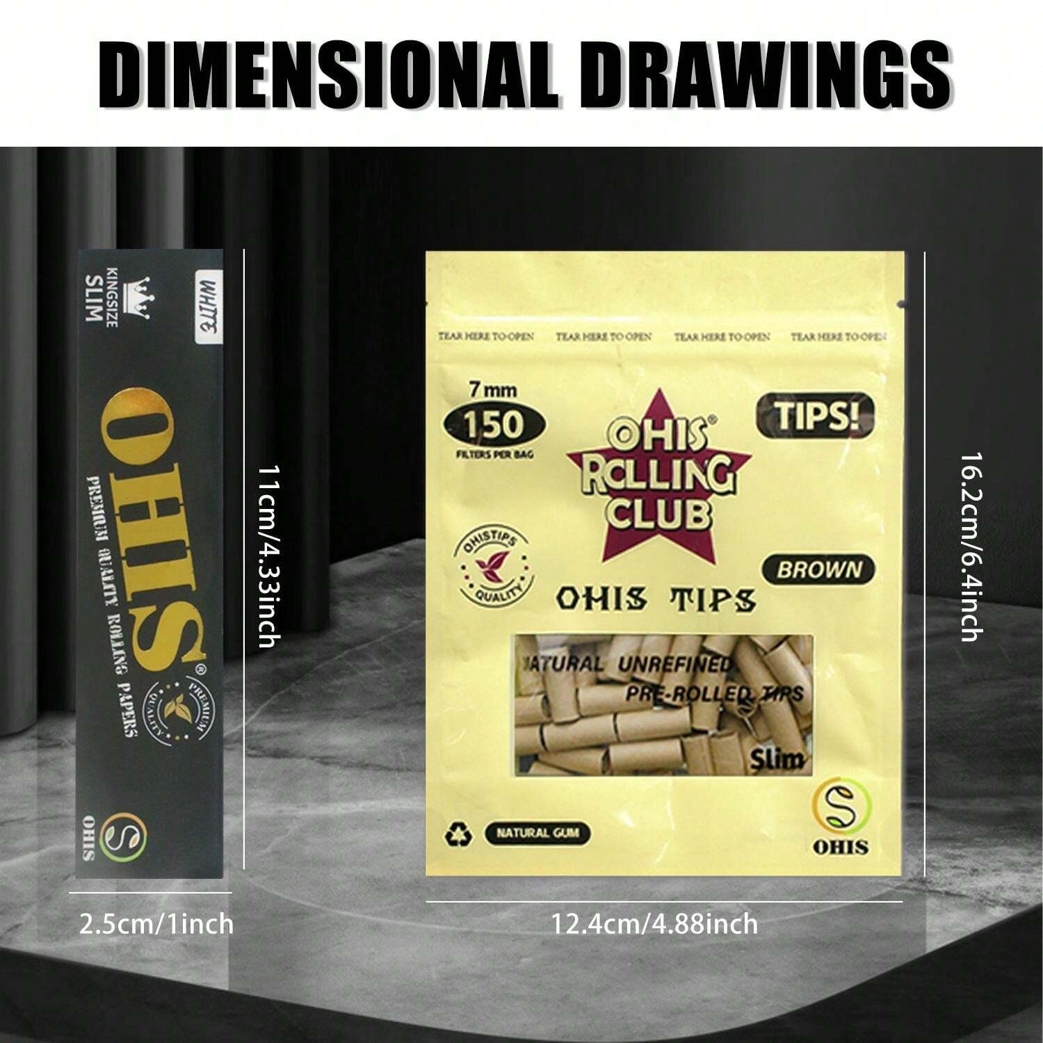 OHIS A Set Of 5 Pieces Of 110mm Size Black Cigarette Paper And 1 Pack ...