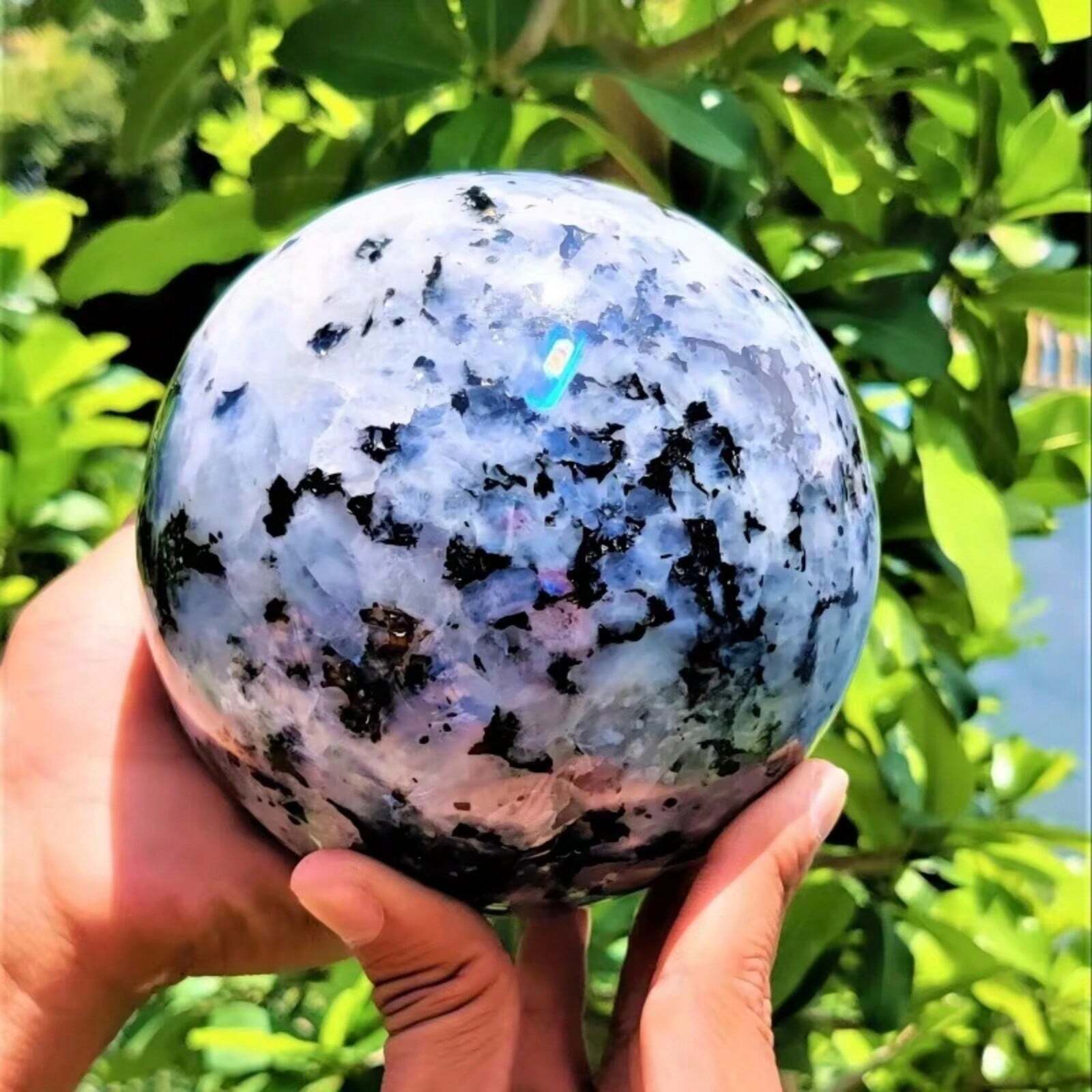 1pc Natural Rainbow Moonstone Crystal Sphere Crystal Healing Energy ...