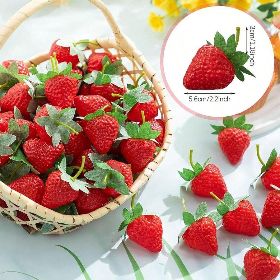 Artificial Strawberries Realistic Strawberry Decor Plastic Simulation ...