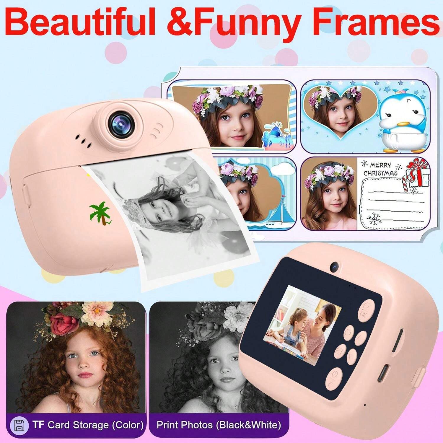 Kids Camera Instant Print,1080P Kids Instant Cameras That Print Photos ...
