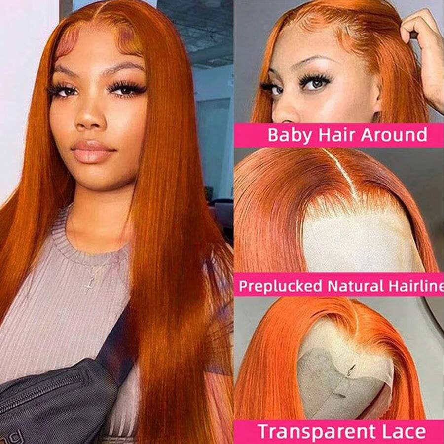 Ginger Wig Human Hair 13x4 Straight Ginger Orange Lace Front Wigs Human ...