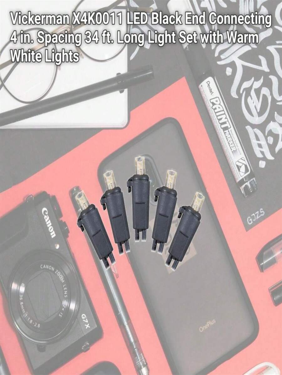 LED Black End Connecting 4 In. Spacing 34 Ft. Long Light Set With Warm ...
