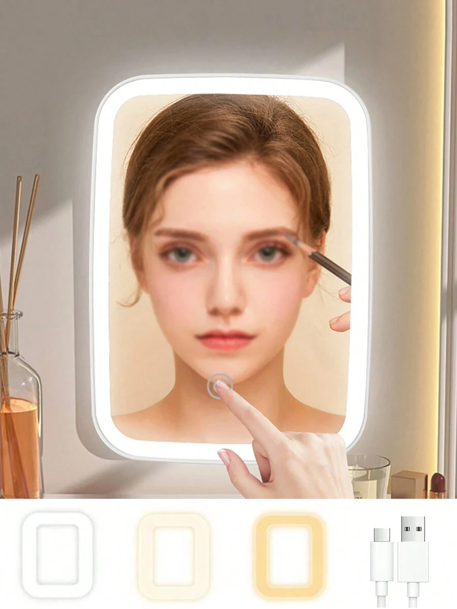 Rechargeable Travel Makeup Mirror With Led Lights, Portable Lighted ...