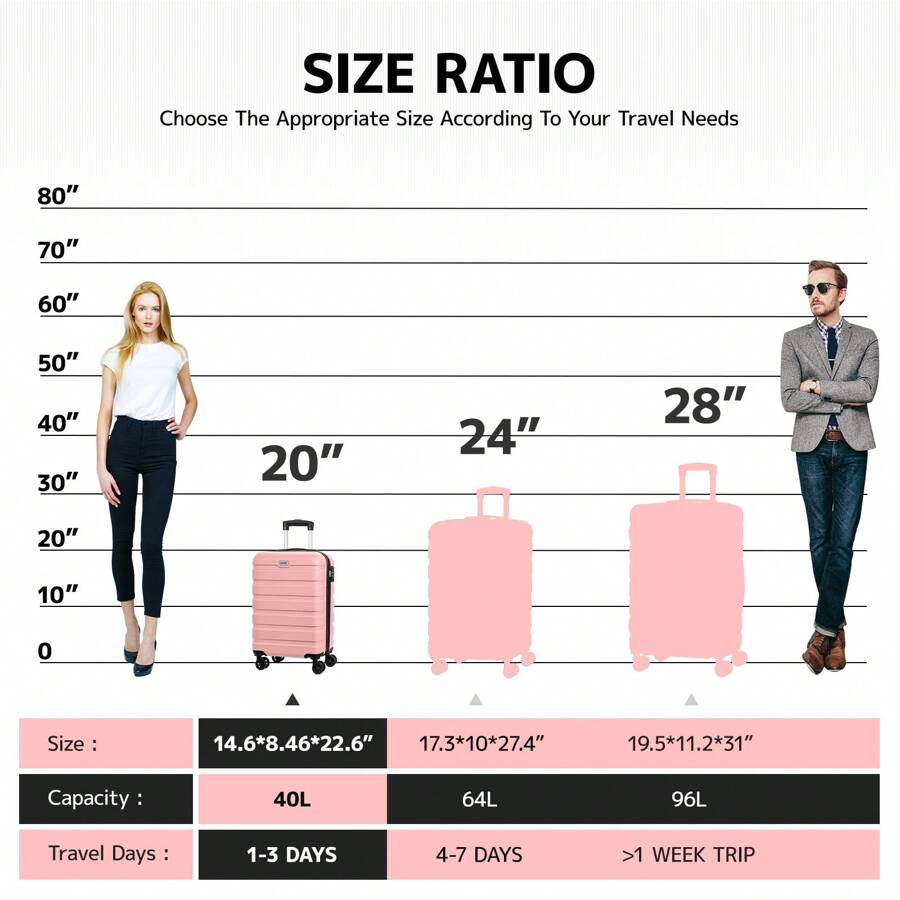 [ Elegância sem esforço ] : Mala leve de PC ABS com segurança TSA para ...