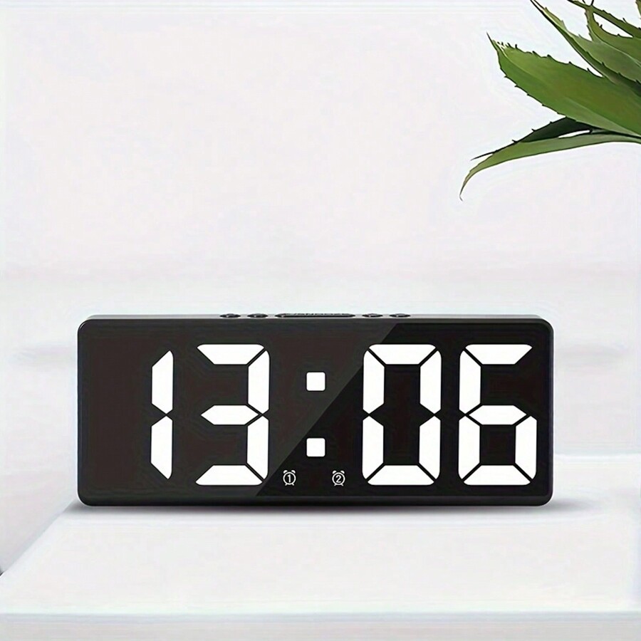 Reloj digital LED de espejo simplificado y reloj despertador de doble ...