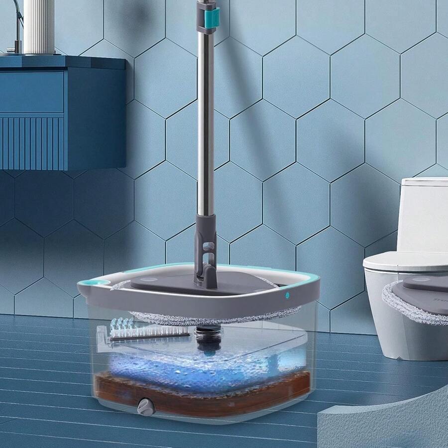 True & Tidy True Clean Mop And Bucket System, Includes Square Spin Mop ...