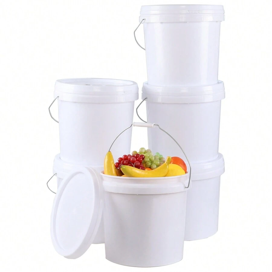 6 Packs 4 Gallon Seal Lid Storage Bucket, Round Bucket For Food Storage ...