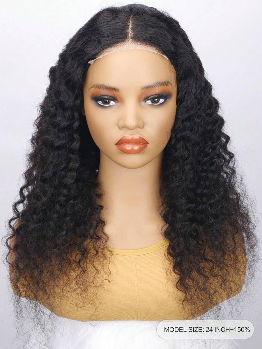 Perruque en cheveux humains gluless à porter et à partir, vague profonde 4x4, perruque à lacet ...