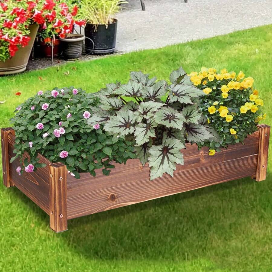 Large Wood Planter Box Flower Raised Bed Garden Outdoor Indoor Planter ...
