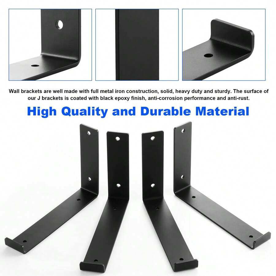 SHMSHNG Pack Of 4 250mm Heavy Duty Floating Shelf Brackets For ...