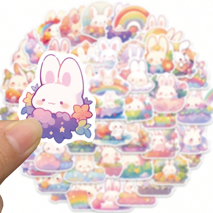 50PCS Cute Bunny Stickers Vinyl Aesthetics Stickers For Scrapbooking ...