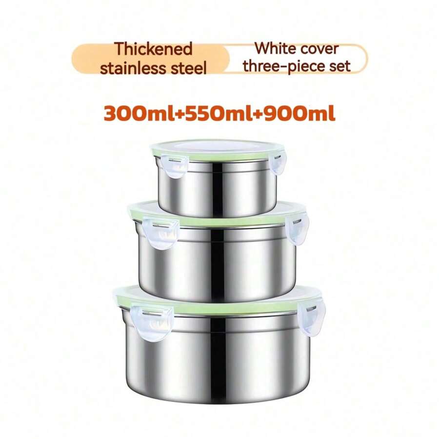 Stainless Steel Food Storage Containers - Set Of 3 Reusable Silicone ...