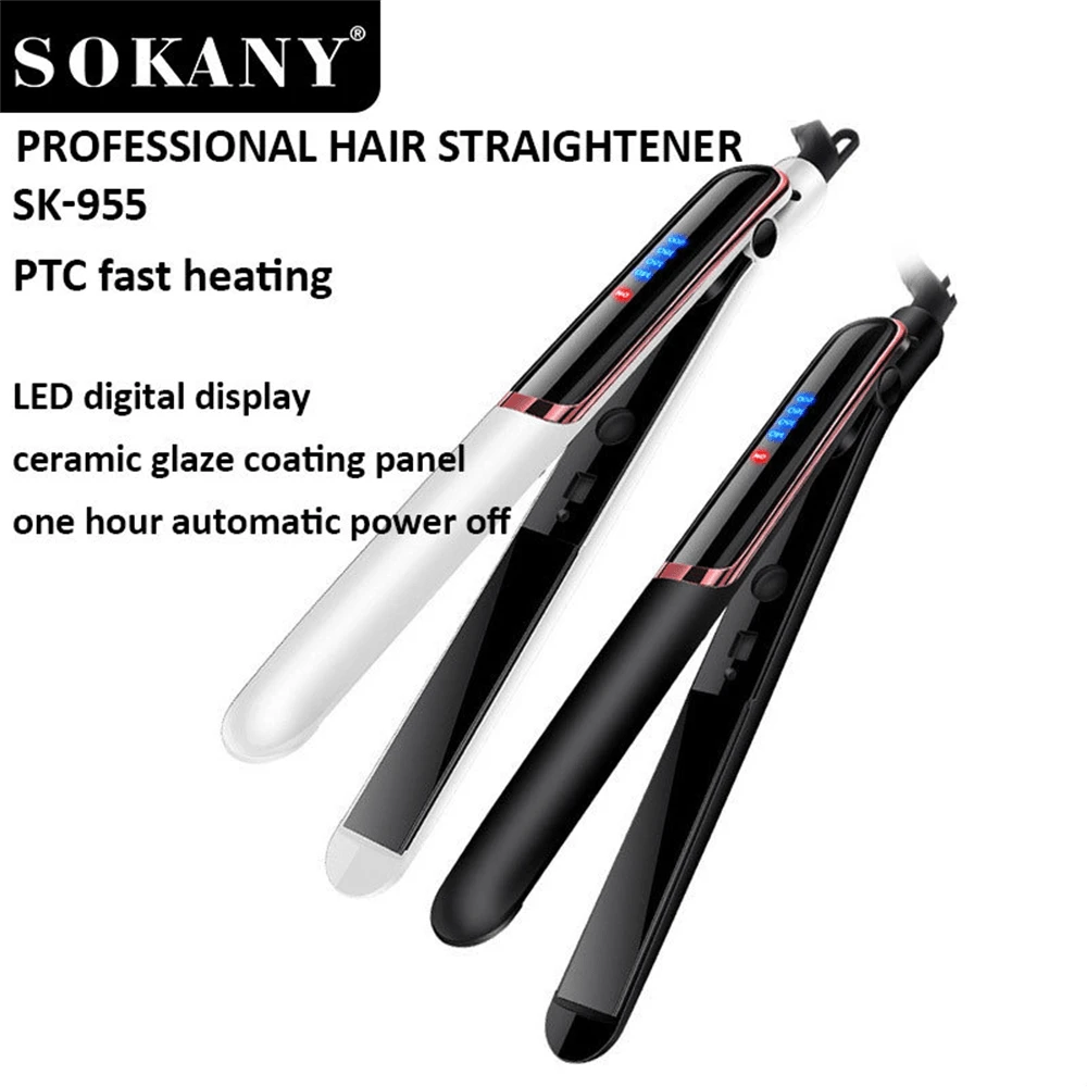 Christmas Gift SOKANY955 Hair Straightener Hairdressing Styling LED LCD Sliding Screen Splint ...