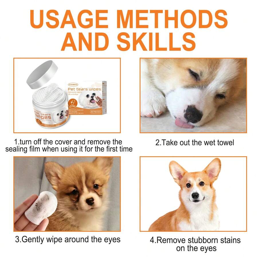 A Box Of 60 Non-Woven Pet Wipes For Dogs And Cats To Remove Tear Stains ...