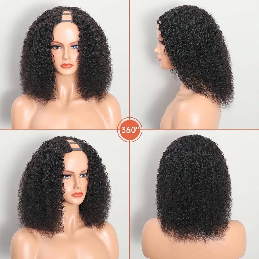 Peluca de cabello humano rizado en forma de U sin dejar mechón para ...