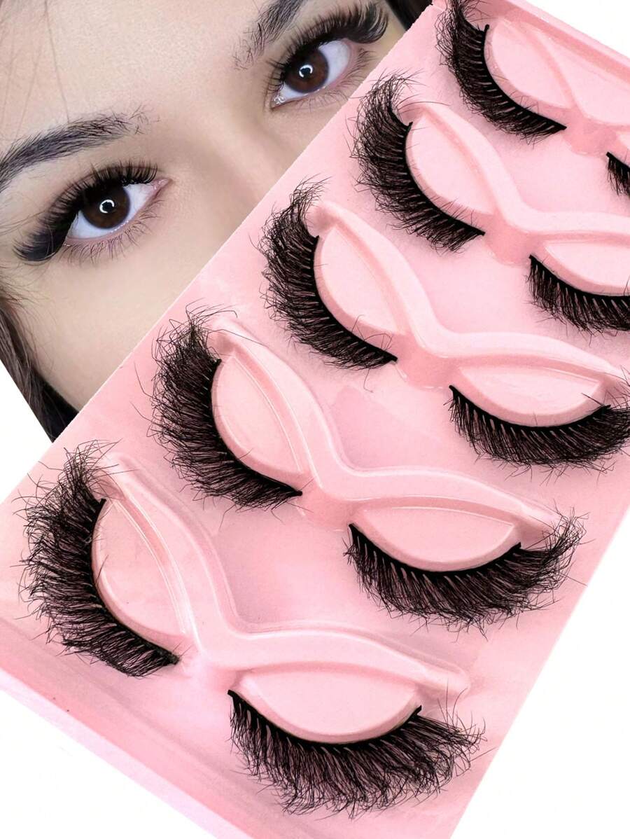 10 Pairs Fox Eye Cat Eyelash Extensions - Natural & Thick Angel False ...