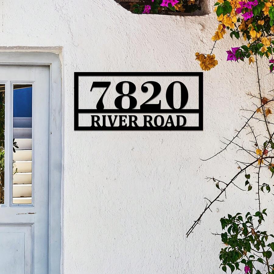 Custom Metal House Number And Street Name Sign - Personalized Address ...