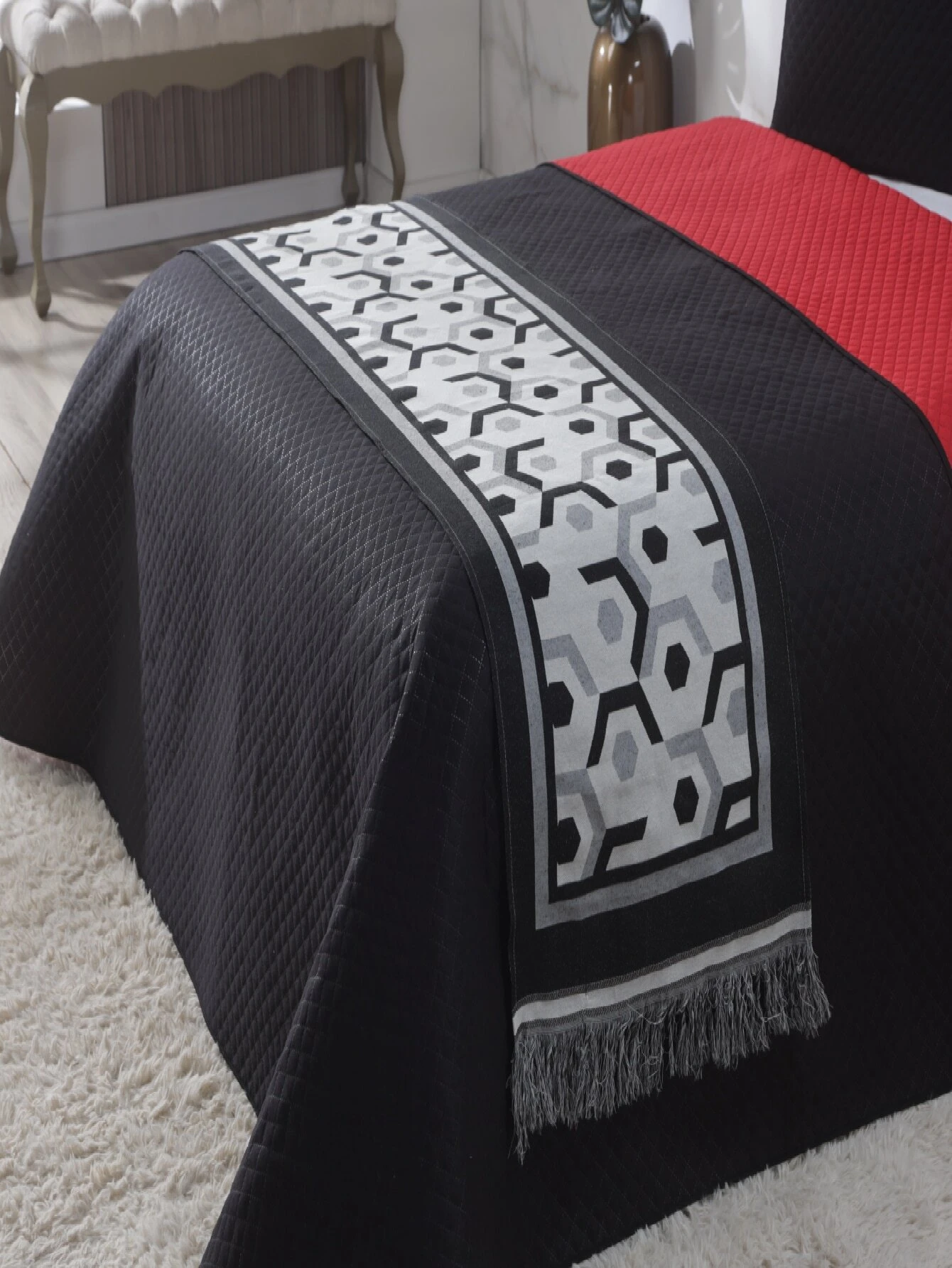 Bedspread Shawl 220x45 Luxury Double Queen Bed Decoration Adam's Rib ...