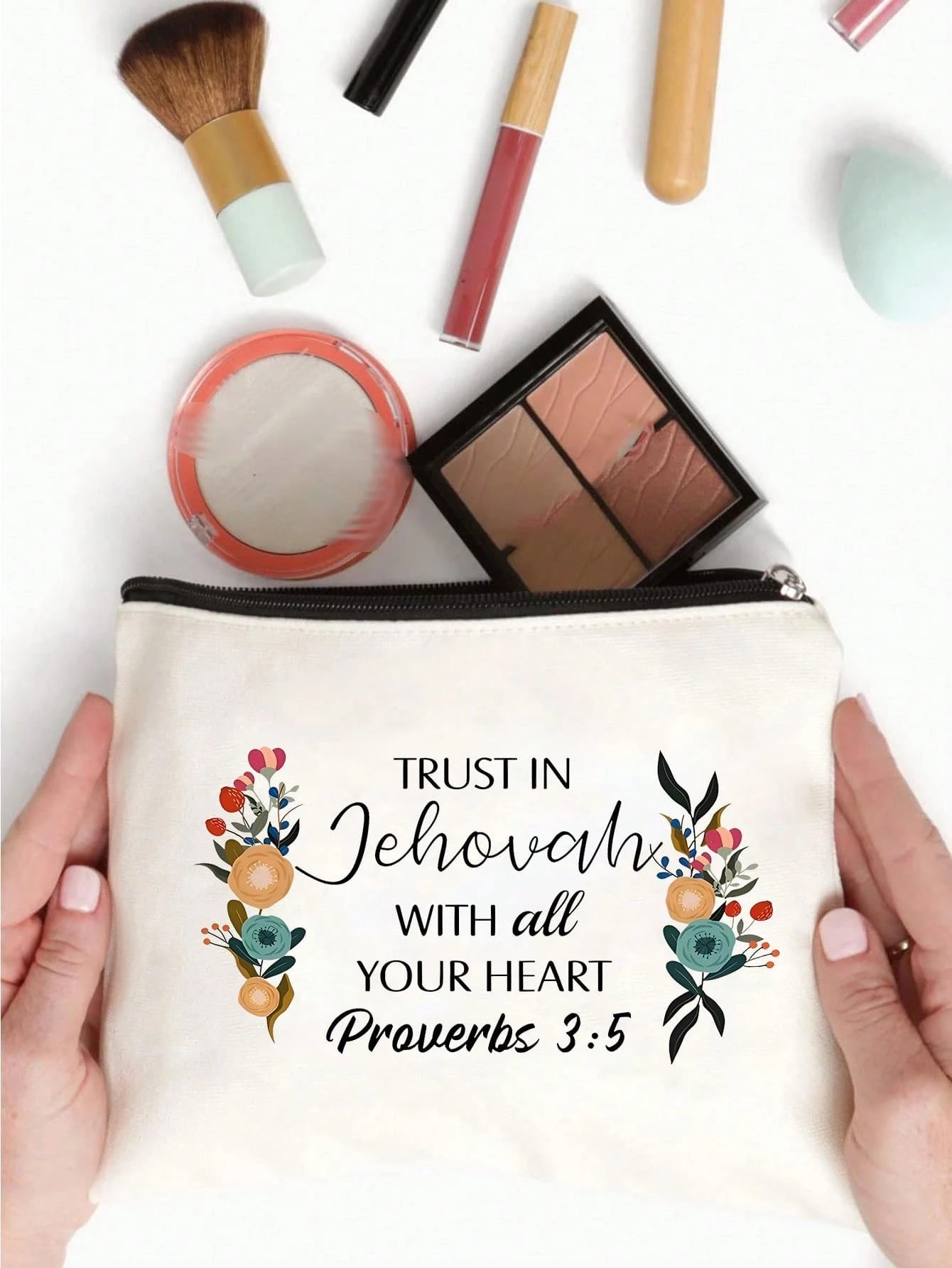 Canvas Cosmetic Bag With Inspirational Quotes - Non-Waterproof ...