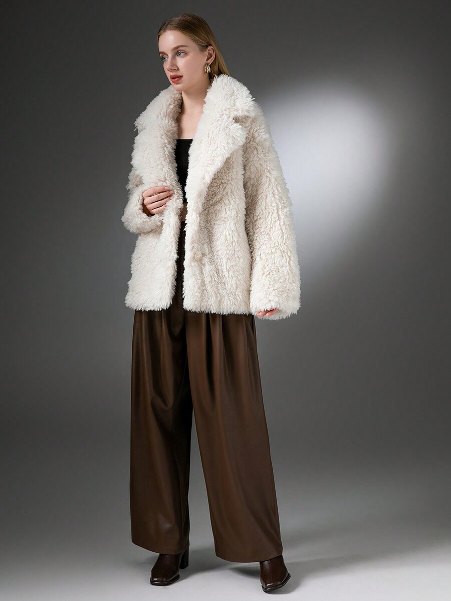 Casaco Feminino Fofinho e Quente, Casaco Casual Fofinho | SHEIN Brasil