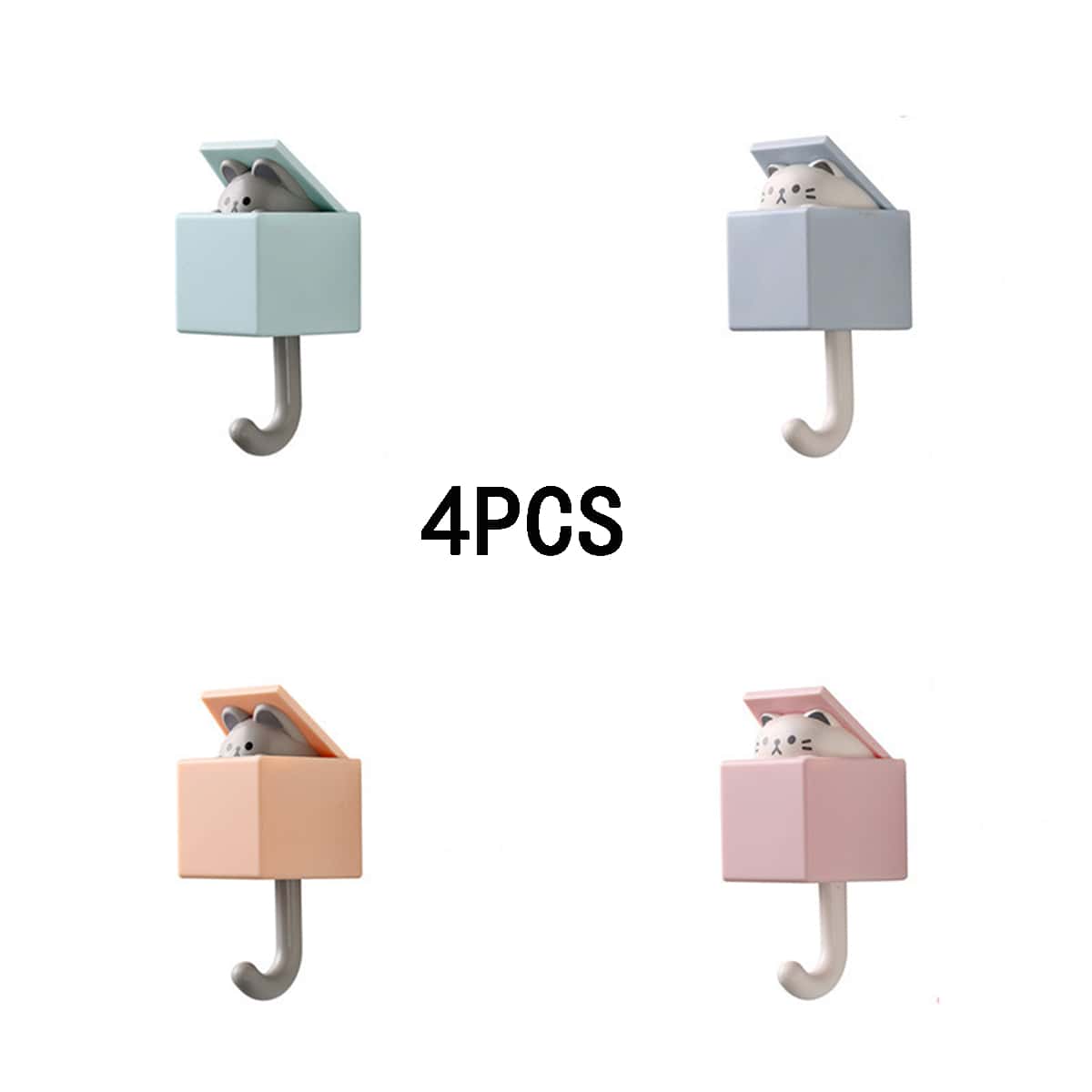 Cute Cat Wall Hook - Cartoon Cute Cat Hook Powerful Traceless Creative ...