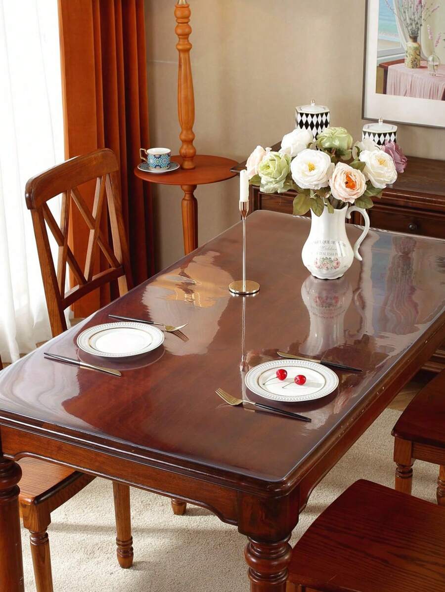 1pc PVC Waterproof And Oilproof Rectangular Transparent Table Mat ...