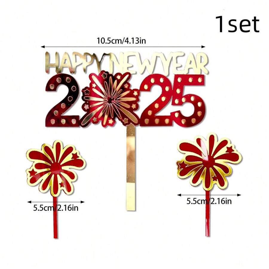 1set 2025 New Year Cake Decorations Toppers Set 2025 Happy New Year And ...