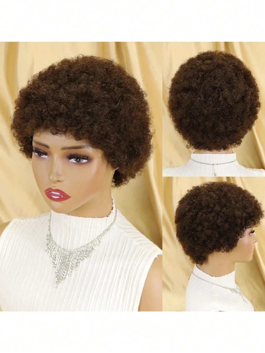 6 Inch Korting Afro Pruik Menselijk Haar Voor Vrouwen 70's Afro Pruiken ...
