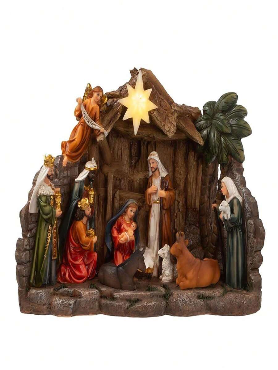 Kurt S. Adler N1046 10.4 In. Battery Operated Light-Up Nativity Table ...