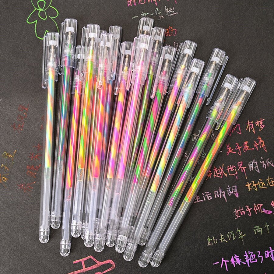 Rainbow Gel Pen, Ink Rolling Ballpoint Pen Telescopic, Magic Gel Pen ...