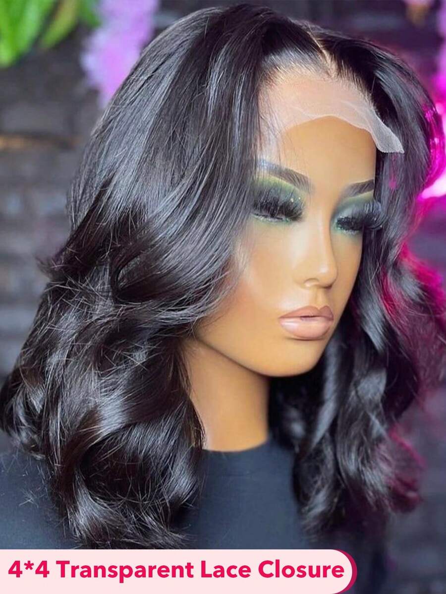 Parrucca di capelli umani con chiusura in pizzo 4*4, onda mossa alla ...