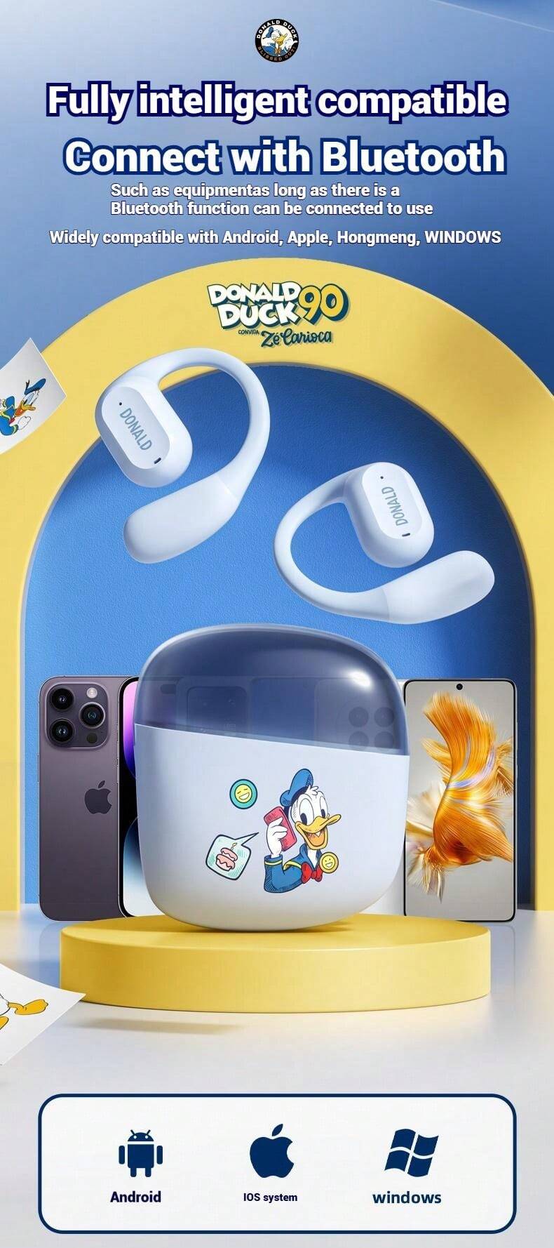 Disney Disney Bluetooth Earphones QS-O02- Mary Cat Pink Donald Duck ...