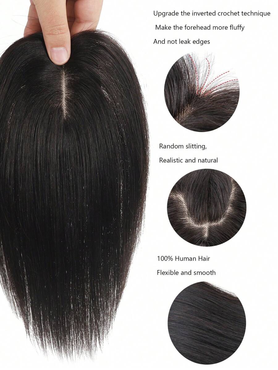 Luxurious Long Straight Human Hair Topper For Women Natural Look Full ...