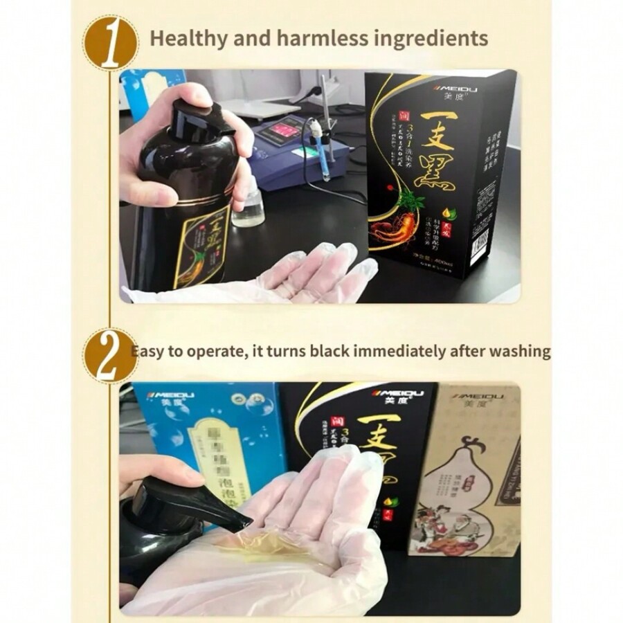 Tinte para el Cabello 3 en 1 Shampoo+Color+Acondicionador de Jengibre ...