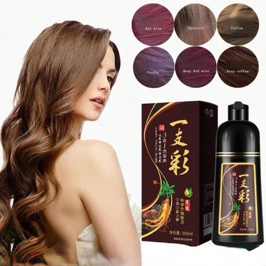 Tinte para el Cabello 3 en 1 Shampoo+Color+Acondicionador de Jengibre 500ml Suave y Saludable ...