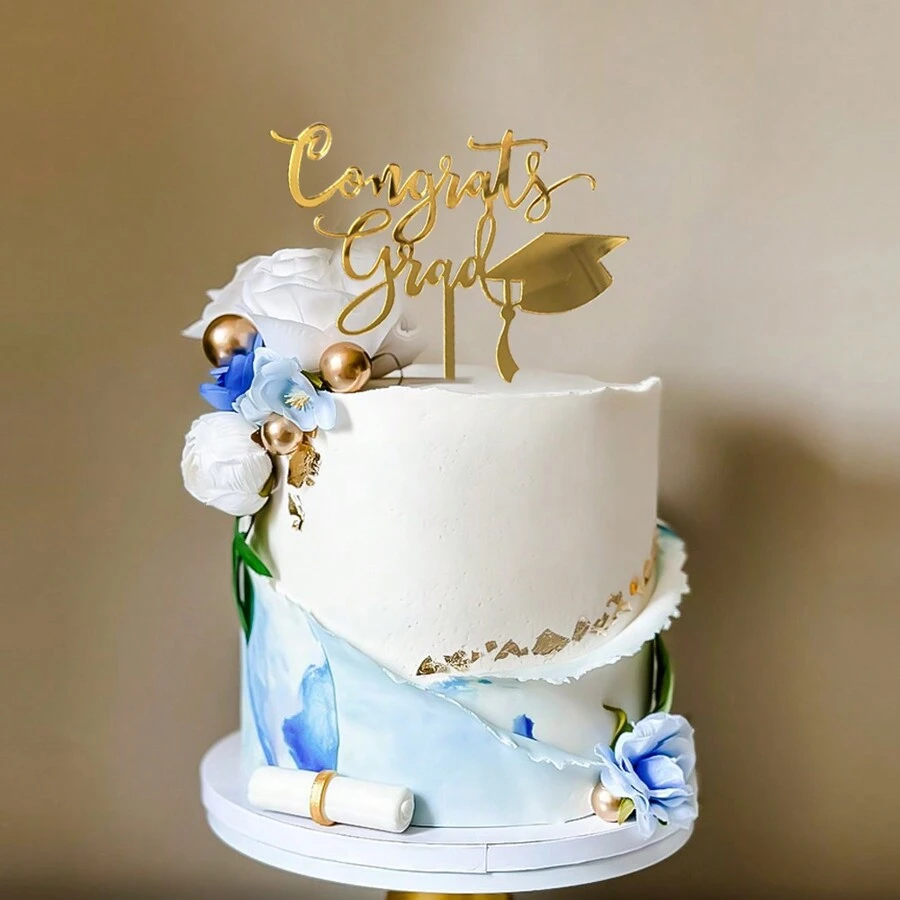 3pcs Graduation Cap Letter 'Congrats Grad!' Cake Toppers | SHEIN USA
