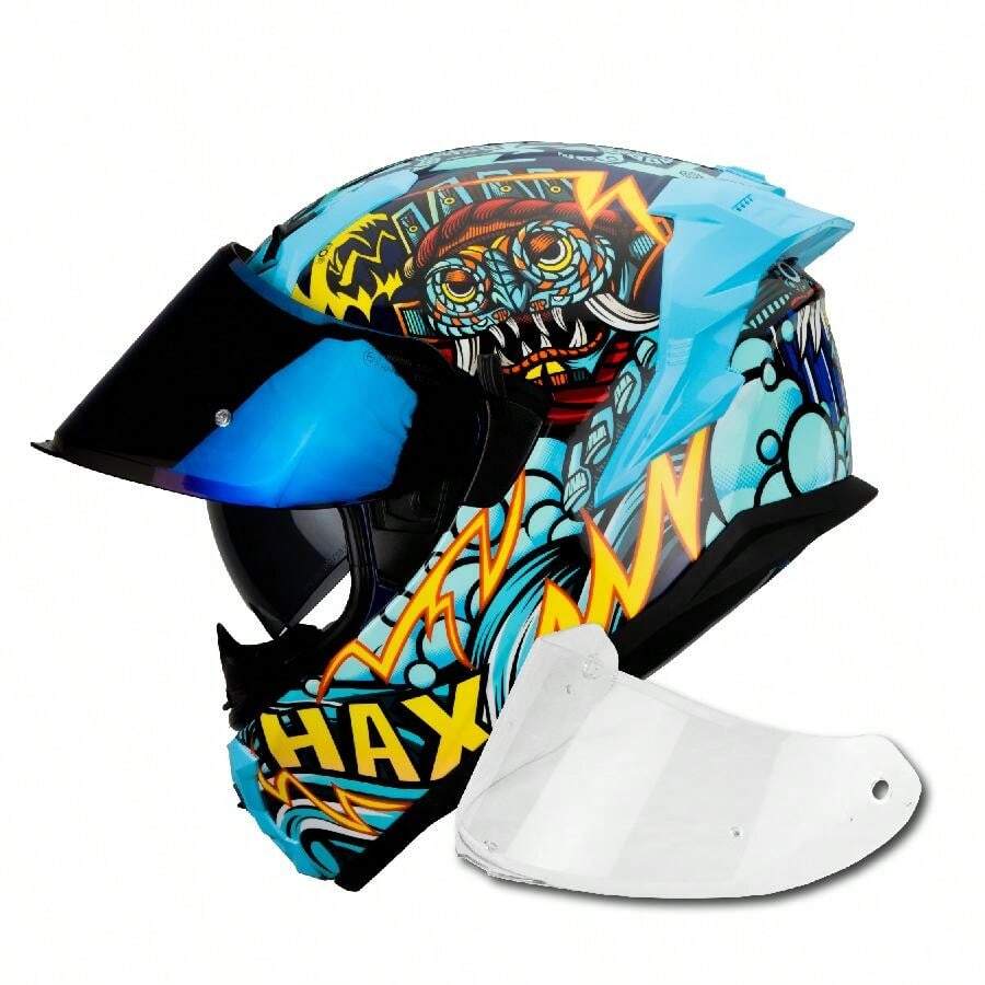 Hax Motorcycle Helmet Ece Dot Certified Full Face Tlaloc Blue | SHEIN IL