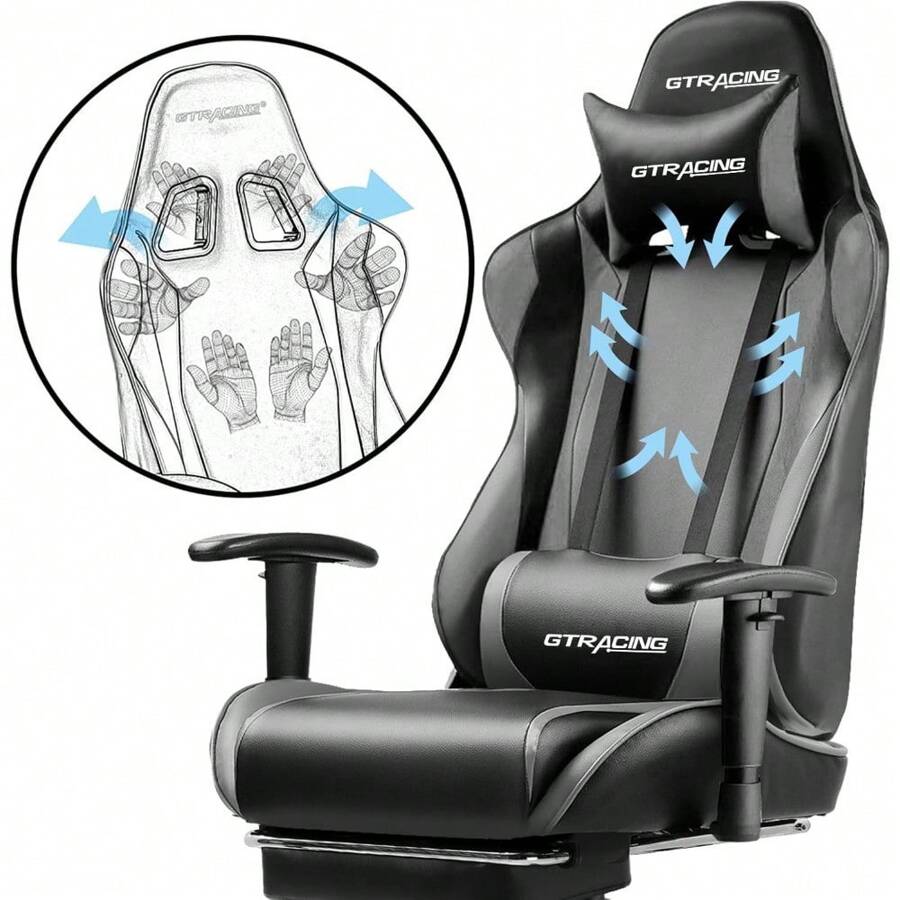GTRACING Gaming Chair With Footrest, Ergonomic Computer Game Desk Chair ...